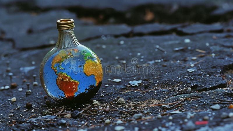 World Environment Day: Mini Earth Planet in Old Bottle on Sand ...