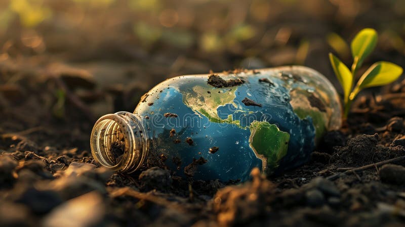 World Environment Day: Mini Earth Planet in Old Bottle on Sand ...