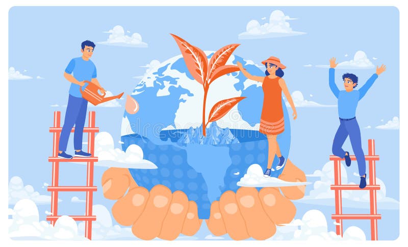 Save the Earth Concept. Vector Illustration of a Planet Earth with ...