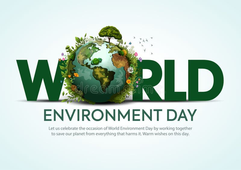 World Environment Day Poster. Green Plant and Globe Stock Vector ...