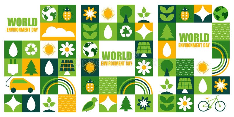 World Environment Day. Set of Posters, Banners, Cards. Stock Vector ...