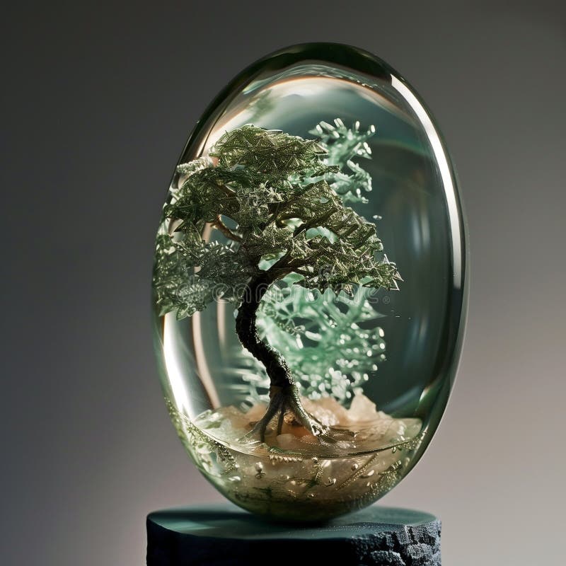 World Environment Day: Tree Encased in Epoxy Resin Capsule. Generative ...