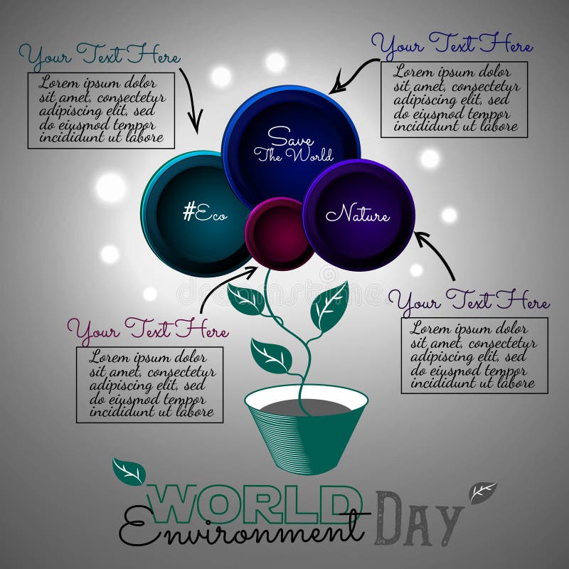 World Environment Day Vector Card. Infographics. Abstract Flower in a ...