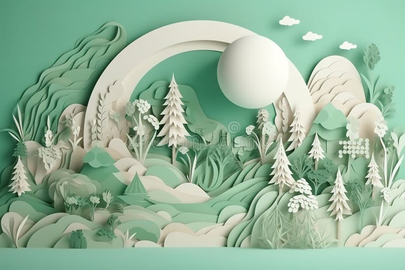World Environment and Earth Day Concept, Paper Cut 3d. Generative AI ...