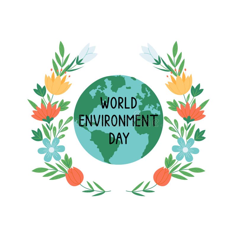 World Environmental Day Concept. Illustration of Earth Inside Flower ...