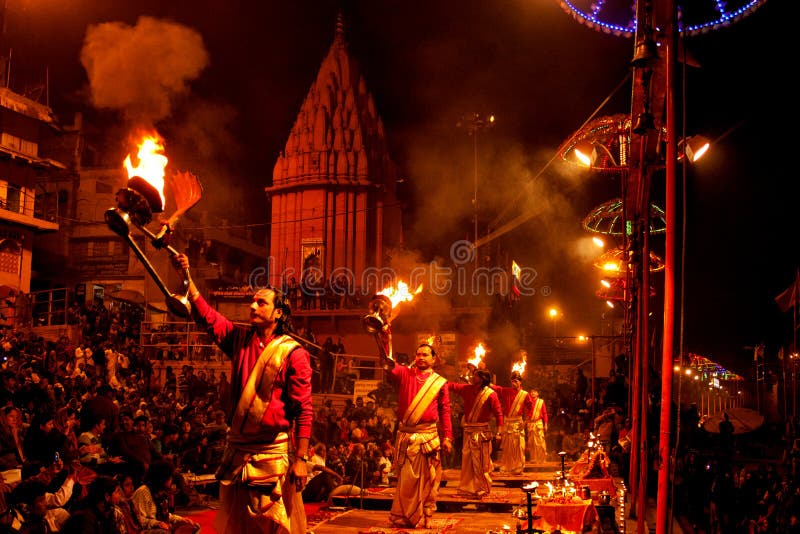 World Famous Arti in Varanasi, India Editorial Image - Image of arti ...