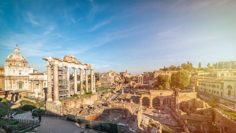 World Famous Imperial Fora in Rome at Dusk Stock Photo - Image of roman ...