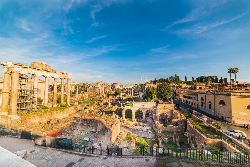 World Famous Imperial Fora in Rome at Sunset Stock Image - Image of ...
