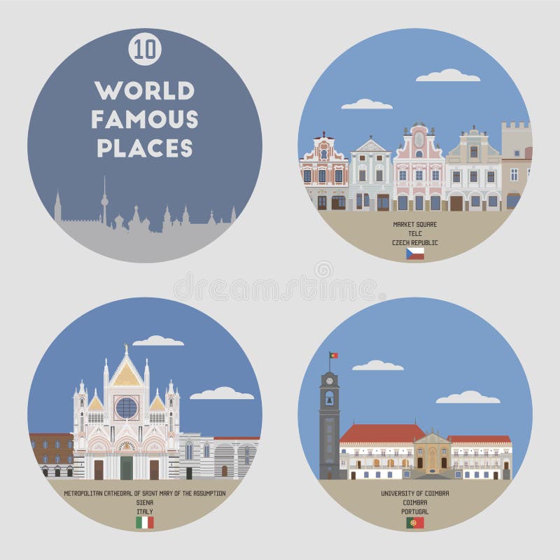 Famous Places in Italy stock vector. Illustration of residential - 83504668