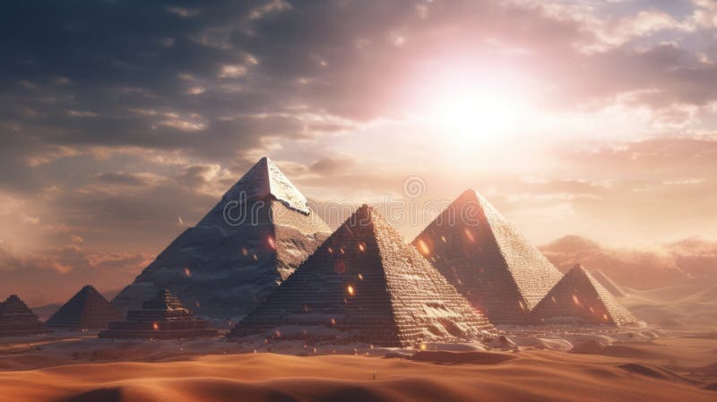 World Famous Pyramids in Egypt. Generative AI Stock Illustration ...