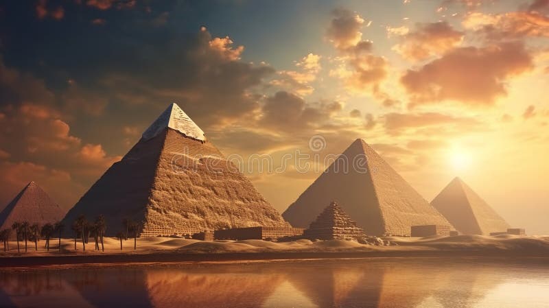World Famous Pyramids in Egypt. Generative AI Stock Illustration ...