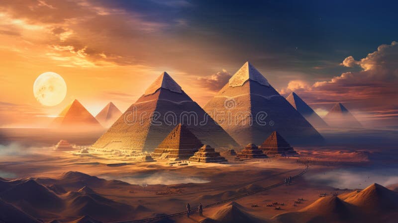 World Famous Pyramids in Egypt. Generative AI Stock Illustration ...