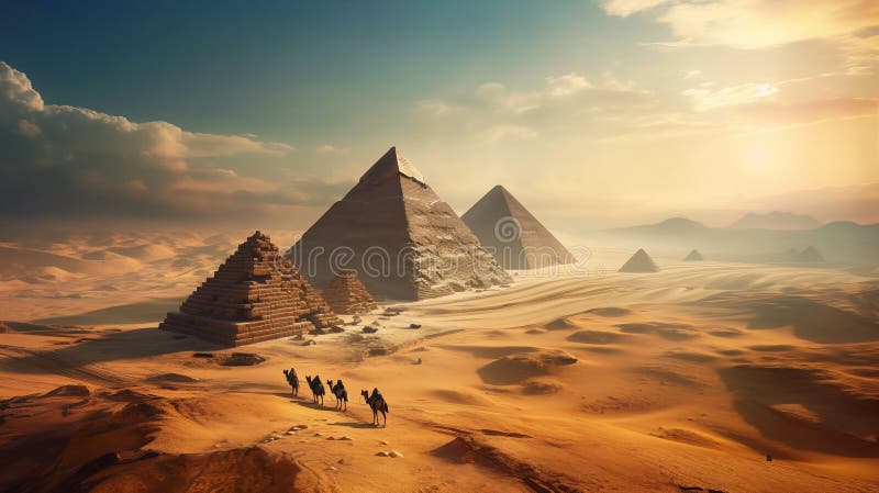 World Famous Pyramids in Egypt. Generative AI Stock Illustration ...