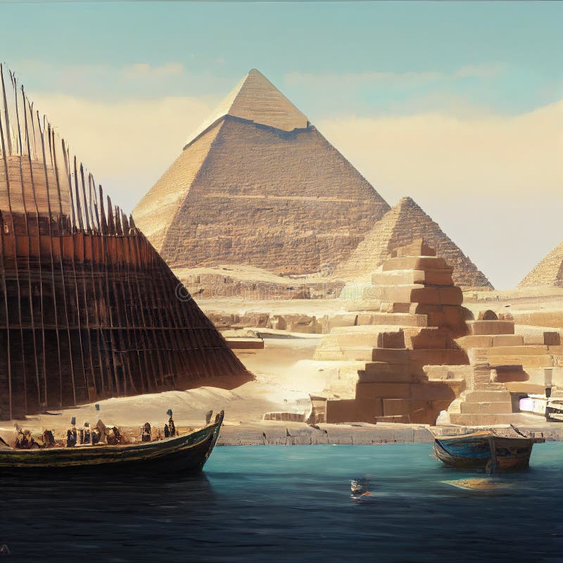 World Famous Pyramids in Egypt Stock Illustration - Illustration of ...