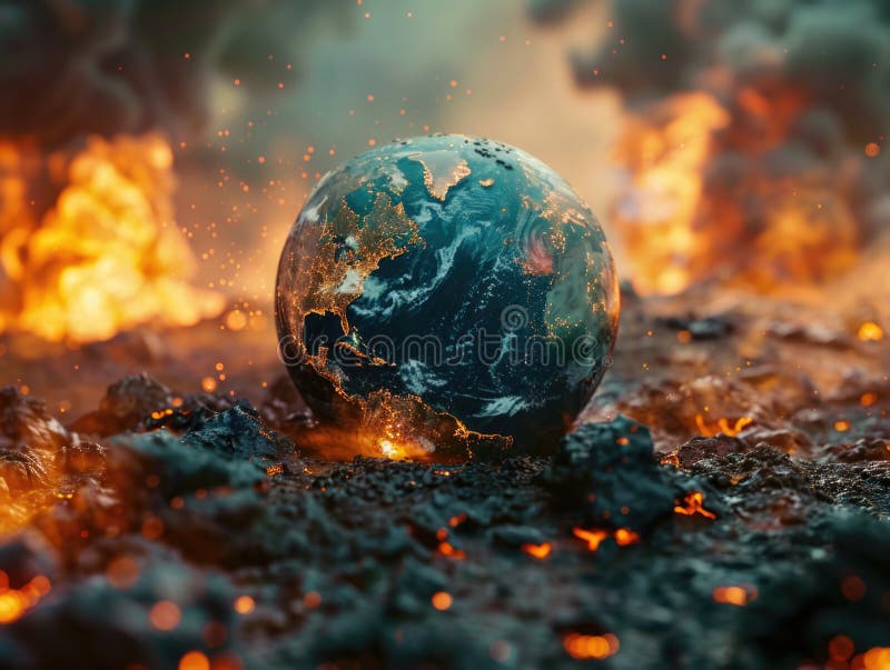 The World on Fire - Environmental Apocalypse Stock Image - Image of ...