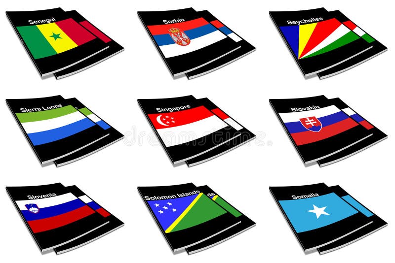 World Flag Book Collection 25 Stock Illustration - Illustration of ...