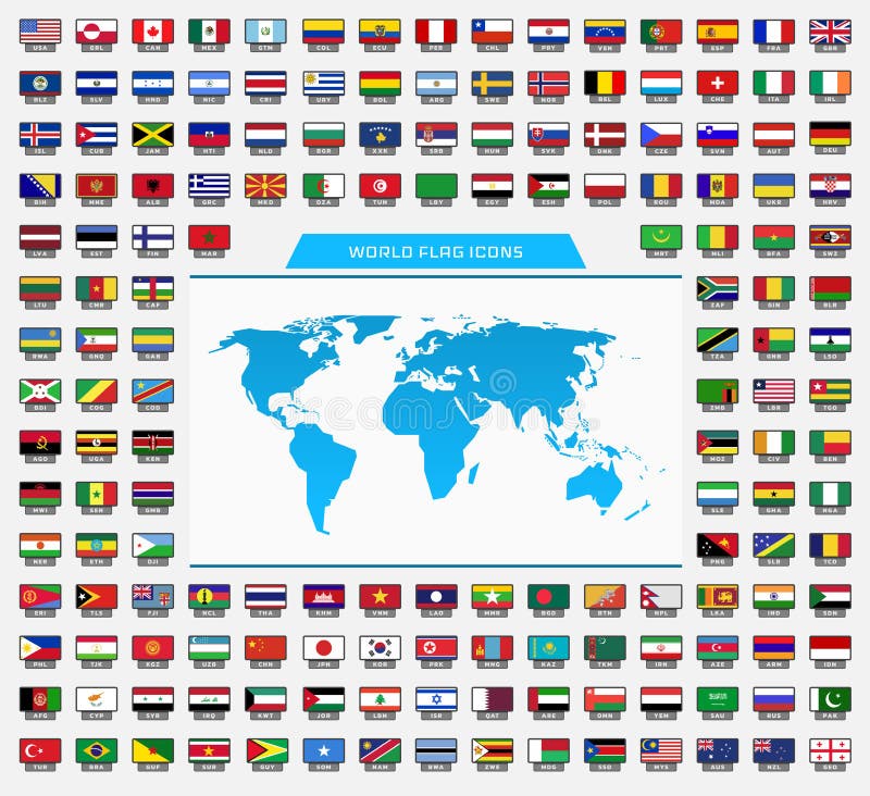 World and Flag Icons stock vector. Illustration of america - 96835527