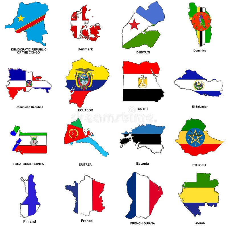 World Flag Map Sketches Collection 04 Stock Illustration - Illustration ...
