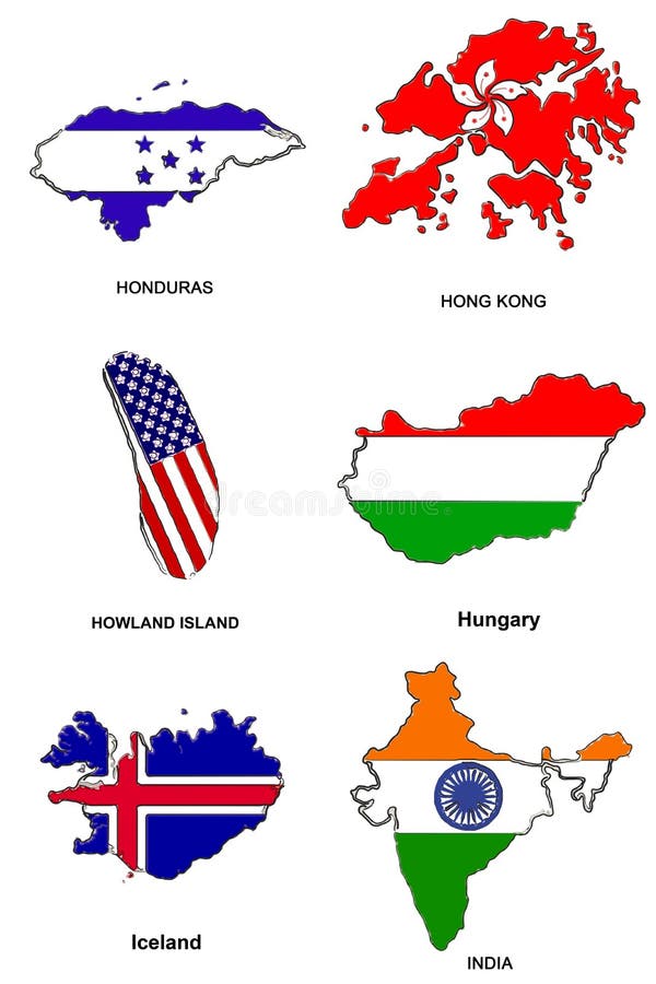 World Flag Map Stylized Sketches 14 Stock Illustration - Illustration ...