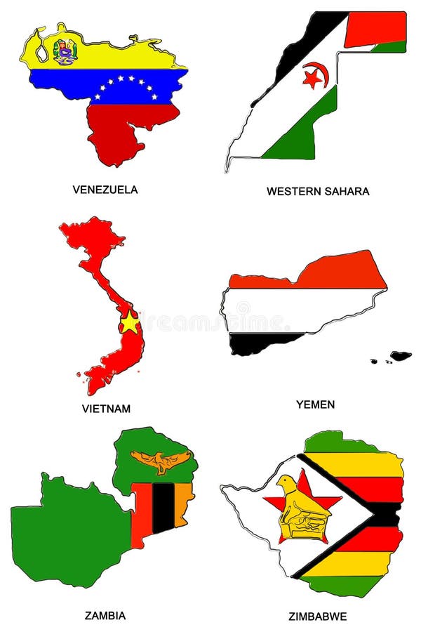 World Flag Map Stylized Sketches 35 Stock Illustration - Illustration ...