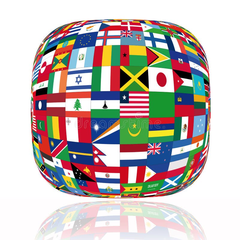 Flags of the World in a Globe/sphere Stock Illustration - Illustration ...