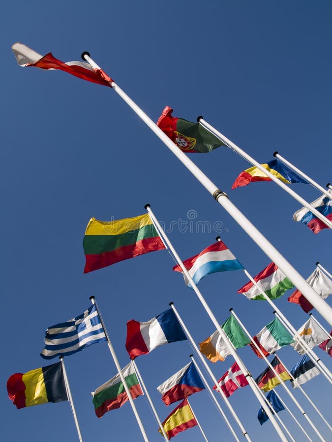 Countries flags flying stock image. Image of develop - 17690155