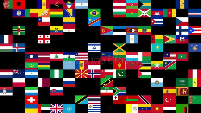 World Flags that Appear Randomly on a Grid in Order Stock Video - Video ...