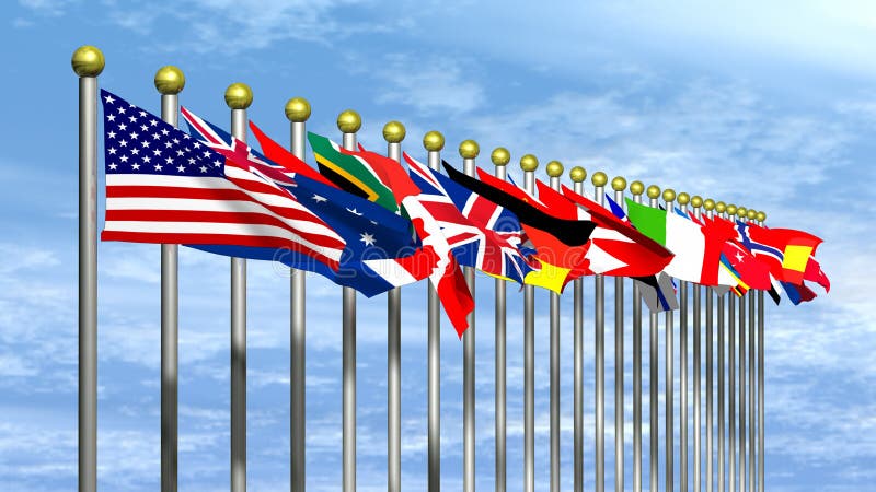 World Flags With Blue Sky Royalty Free Stock Photography - Image: 8502547