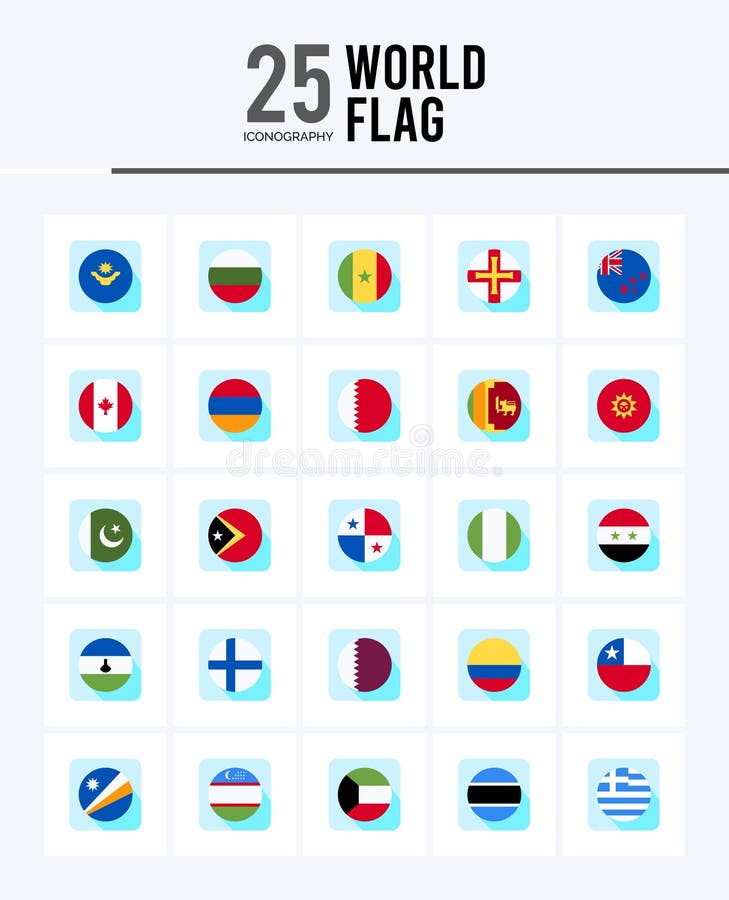 25 World Flags Circle Icons Pack Vector Illustration Stock Vector ...