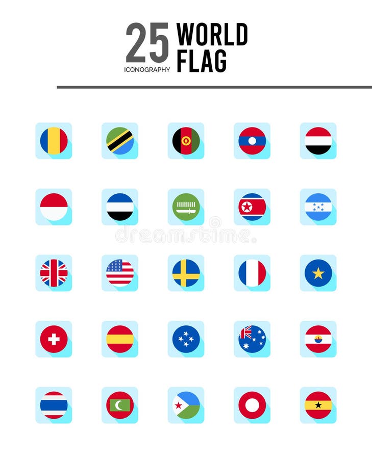 25 World Flags Circle Icons Pack Vector Illustration Stock Vector ...