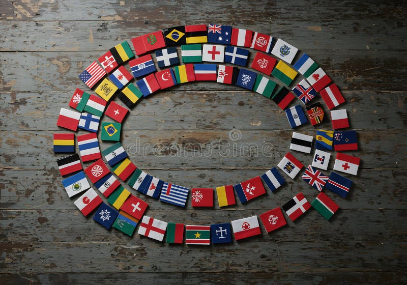 World flags circle pattern stock illustration. Illustration of wooden ...