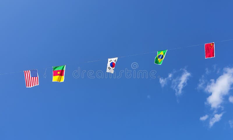 World Flags in the Clear Blue Sky Stock Photo - Image of autumn, korean ...
