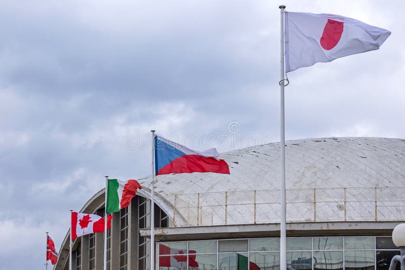 Conference Hall Flags stock image. Image of pole, summit - 279037221