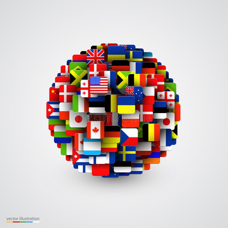 3d sphere with world flags stock vector. Illustration of geography ...