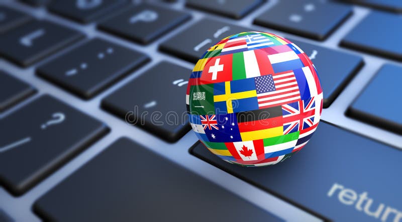 Flags Globe with World Map stock illustration. Illustration of design ...