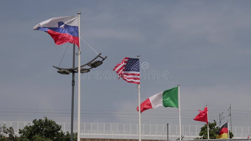 World Flags Train Bridge stock video. Video of germany - 320807485