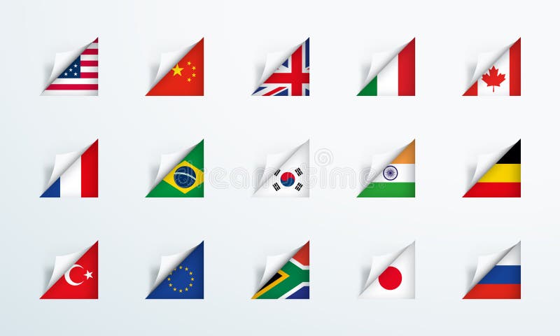 World Flags Peel Back Paper Corner 3d Vector Set Stock Vector ...