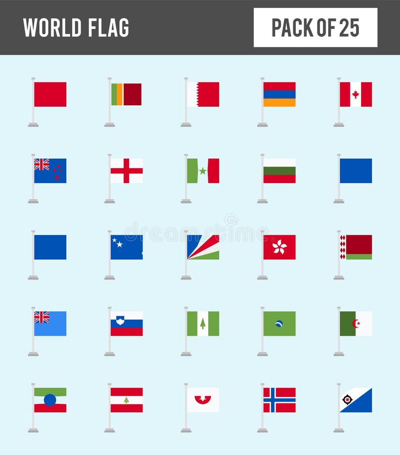25 World Flags Pin. Icons Pack. Vector Illustration Stock Vector ...