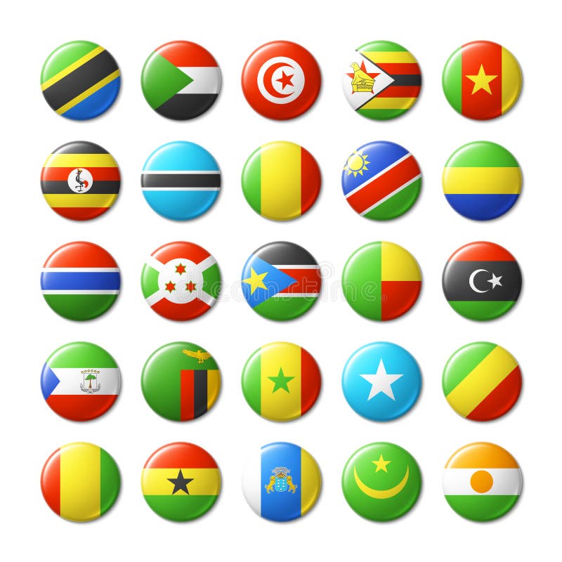 World Flags Round Badges, Magnets. Africa. Stock Vector - Illustration ...