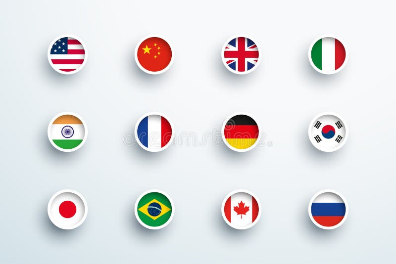World Flags Round 3d Button Circle Icons Vector Set Stock Vector ...