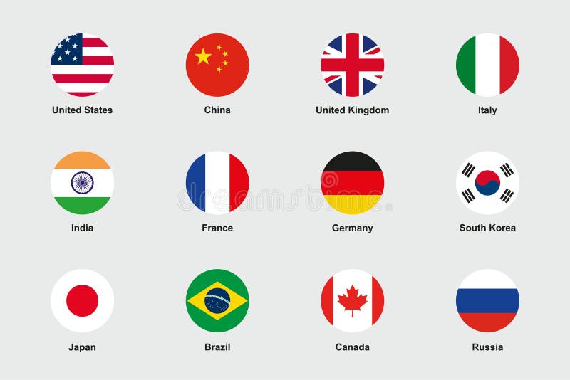 World Flags Round Flat Circle Icons Vector Set Stock Vector ...