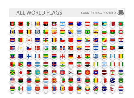 World Flags in Shields. Part 1 Stock Vector - Illustration of ...