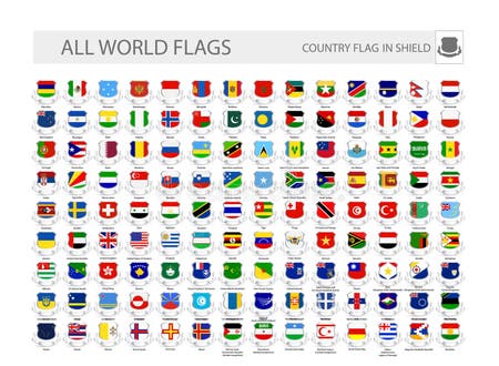 World Flags in Shields. Part 2 Stock Vector - Illustration of continent ...