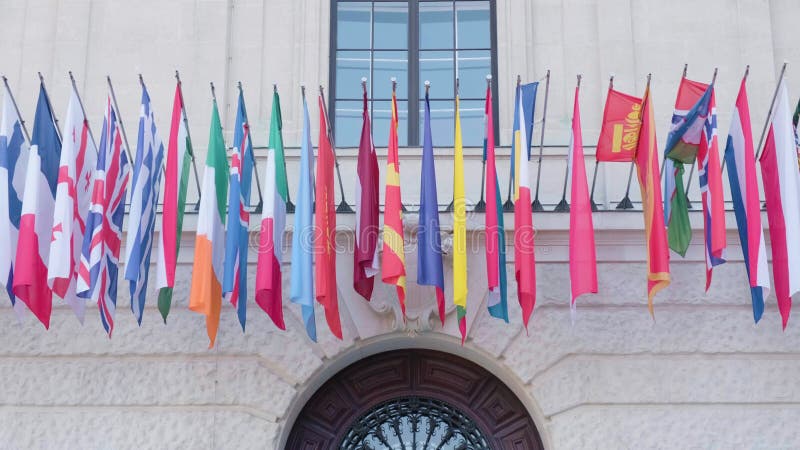 World Flags Side by Side without Wind, Slow Pan Stock Footage - Video ...