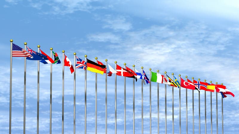 World Flags On Sky Background Stock Photography - Image: 8502542