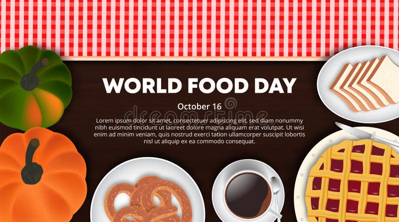 World Food Day Background with Healthy Food on a Table Stock Vector ...