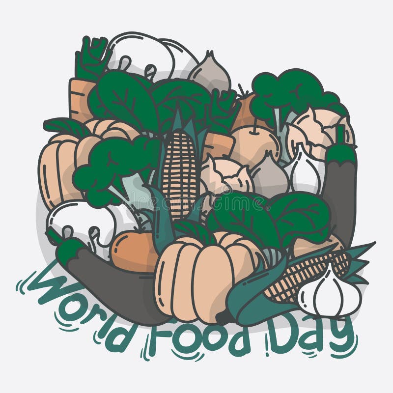 World Food Day Template with Doodle Art of Vegetables Vector Design ...