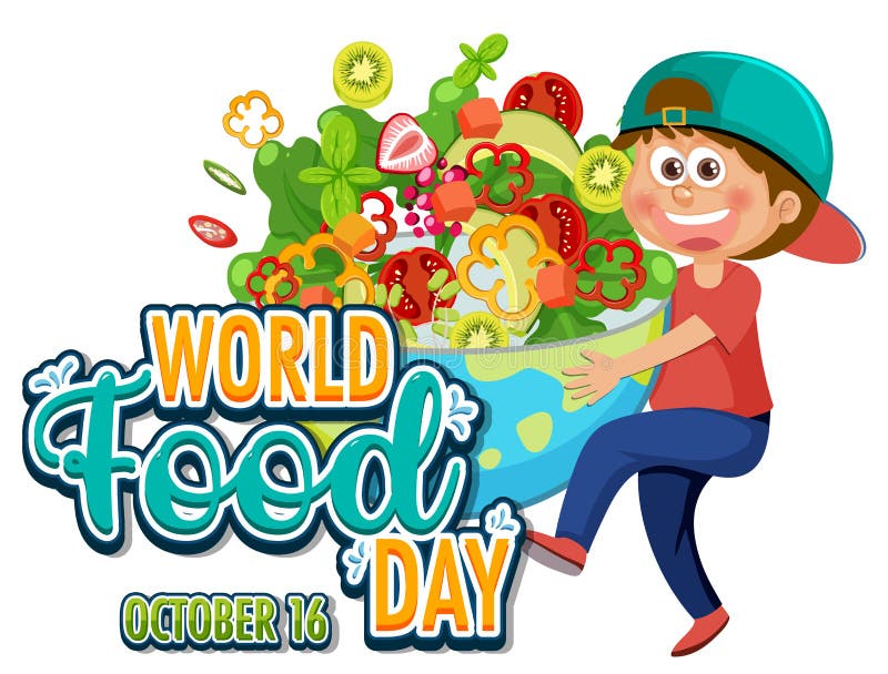 World Food Day Text with Food Elements Stock Vector - Illustration of ...
