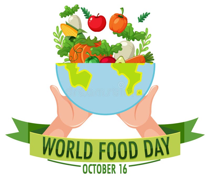 World Food Day Text with Food Elements Stock Vector - Illustration of ...