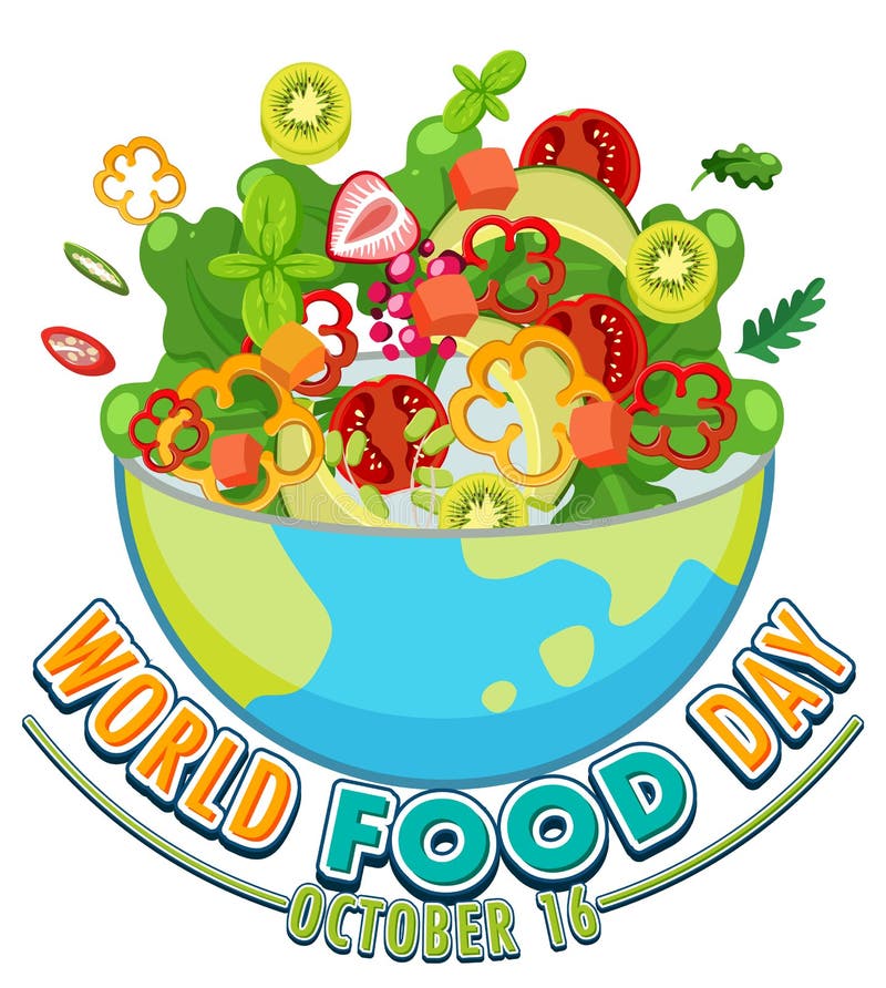 World Food Day Text with Food Elements Stock Vector - Illustration of ...